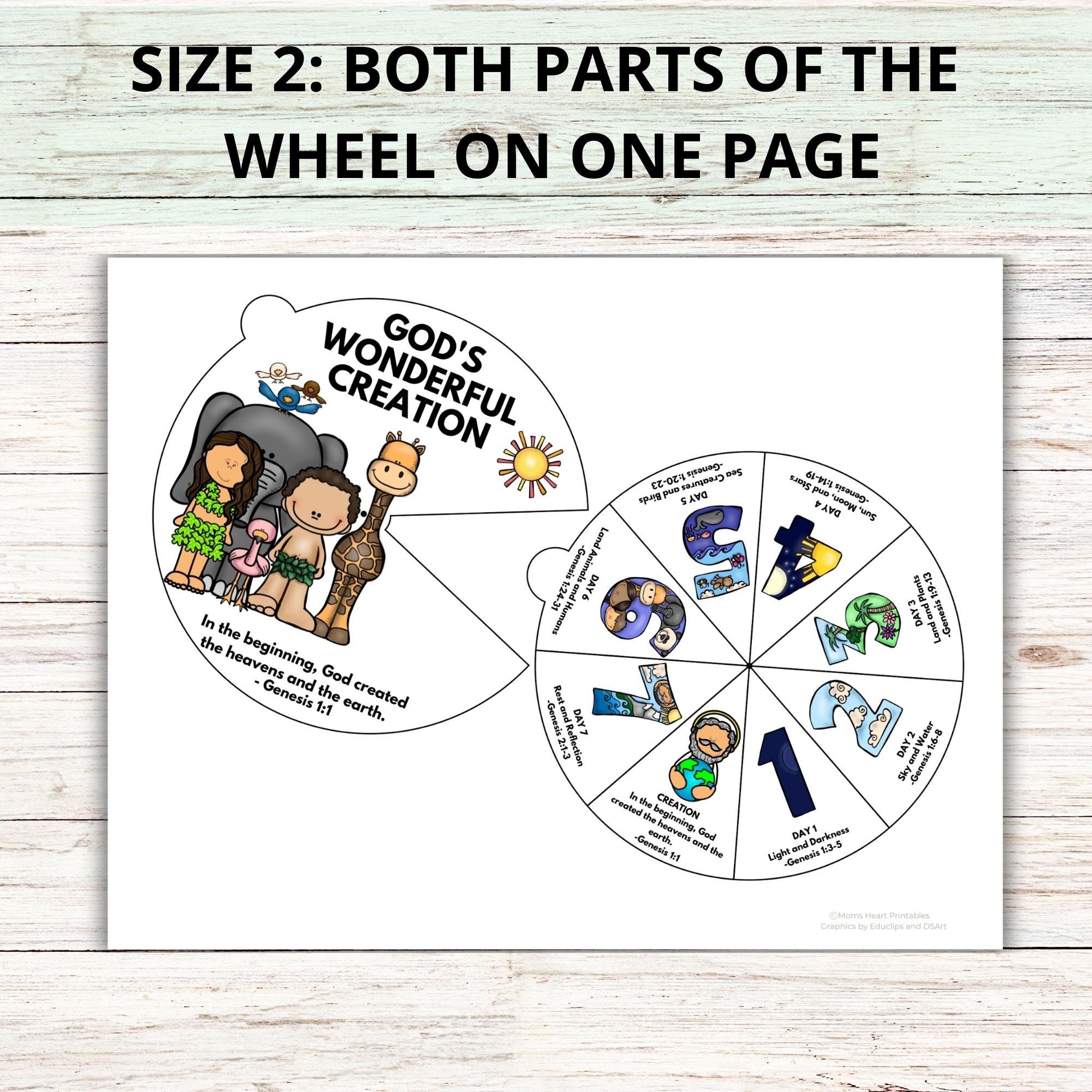 Days of Creation Bible Spinner Wheel Sunday School Craft Printable ...
