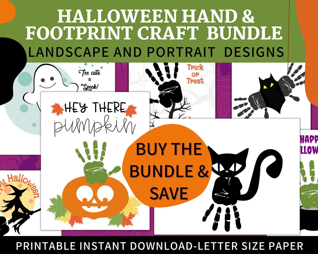 Halloween Handprint Craft Bundle, October Handprint Activity for ...