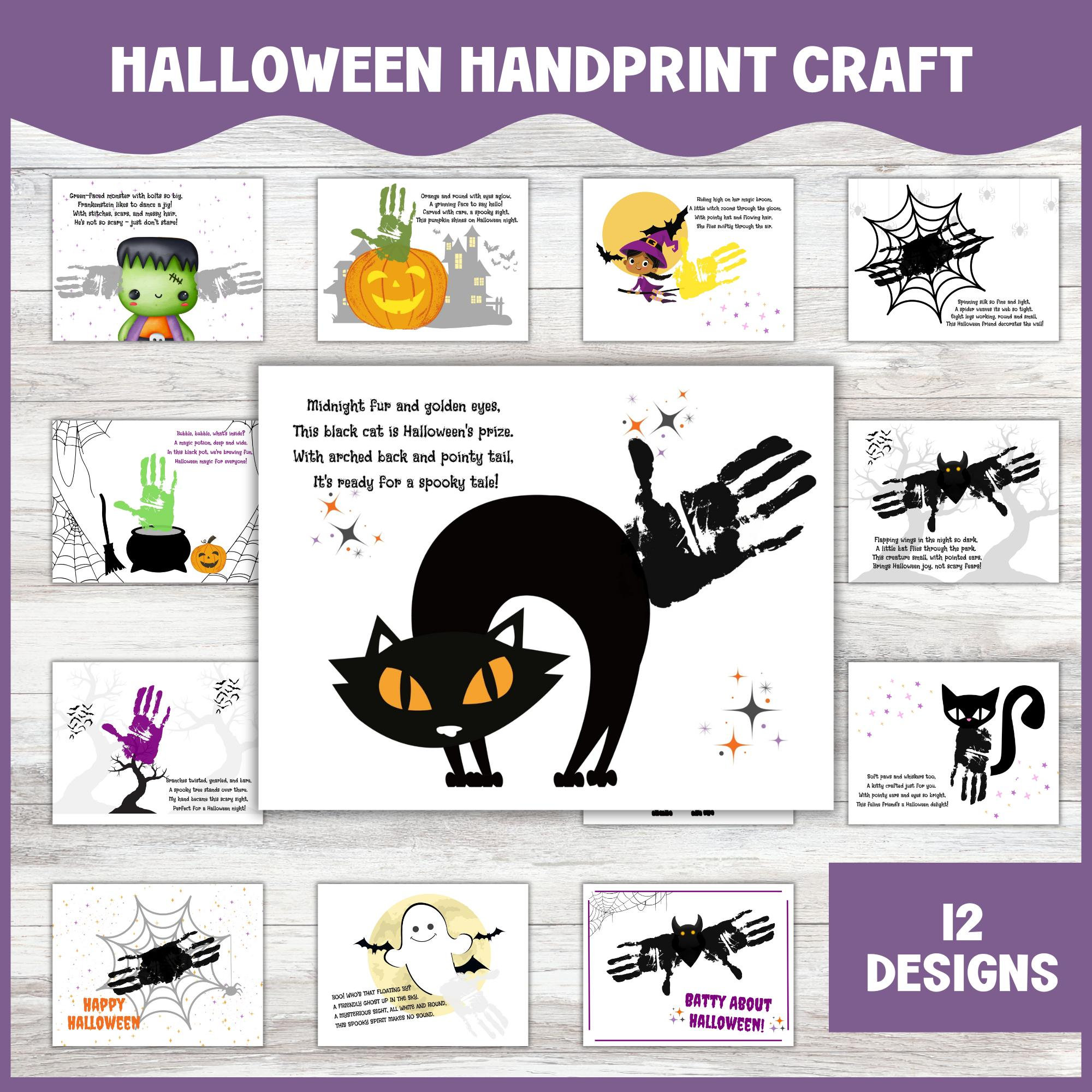 Halloween Handprint Craft Toddler, October Handprint Activity for ...