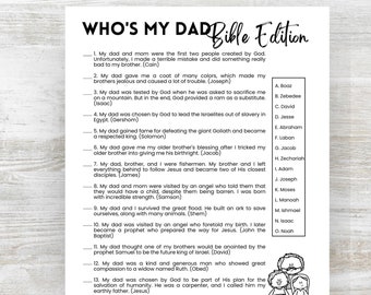 Fathers Day Fathers of the Bible Printable Matching Game for Church and ...
