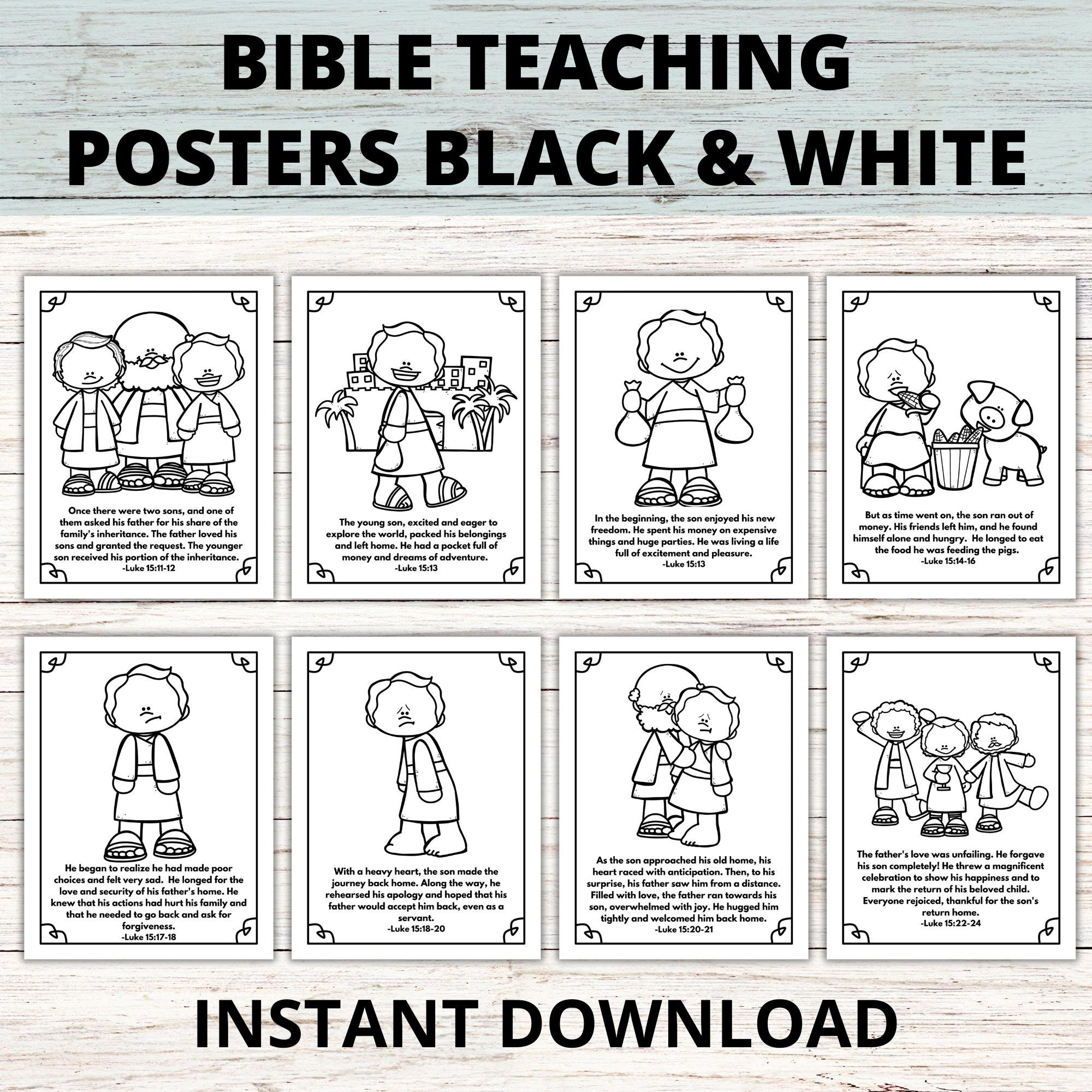 The Prodigal Son Bible Lesson Teaching Posters and Bible Wheel, Sunday ...