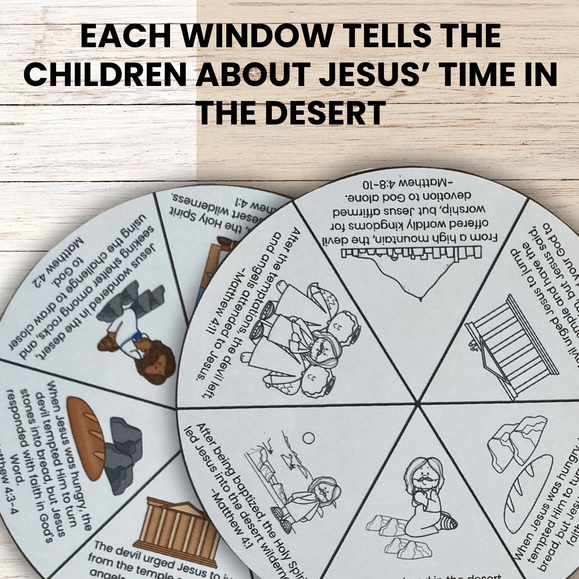 Jesus Tempted in the Desert Bible Craft, Matthew 4:1-11 Bible Coloring ...