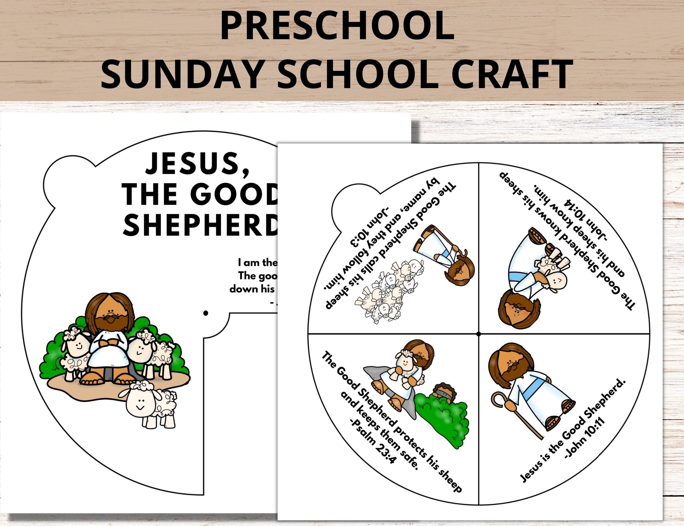 Jesus the Good Shepherd Bible Spinner Craft, John 10:1-16 Bible Lesson ...