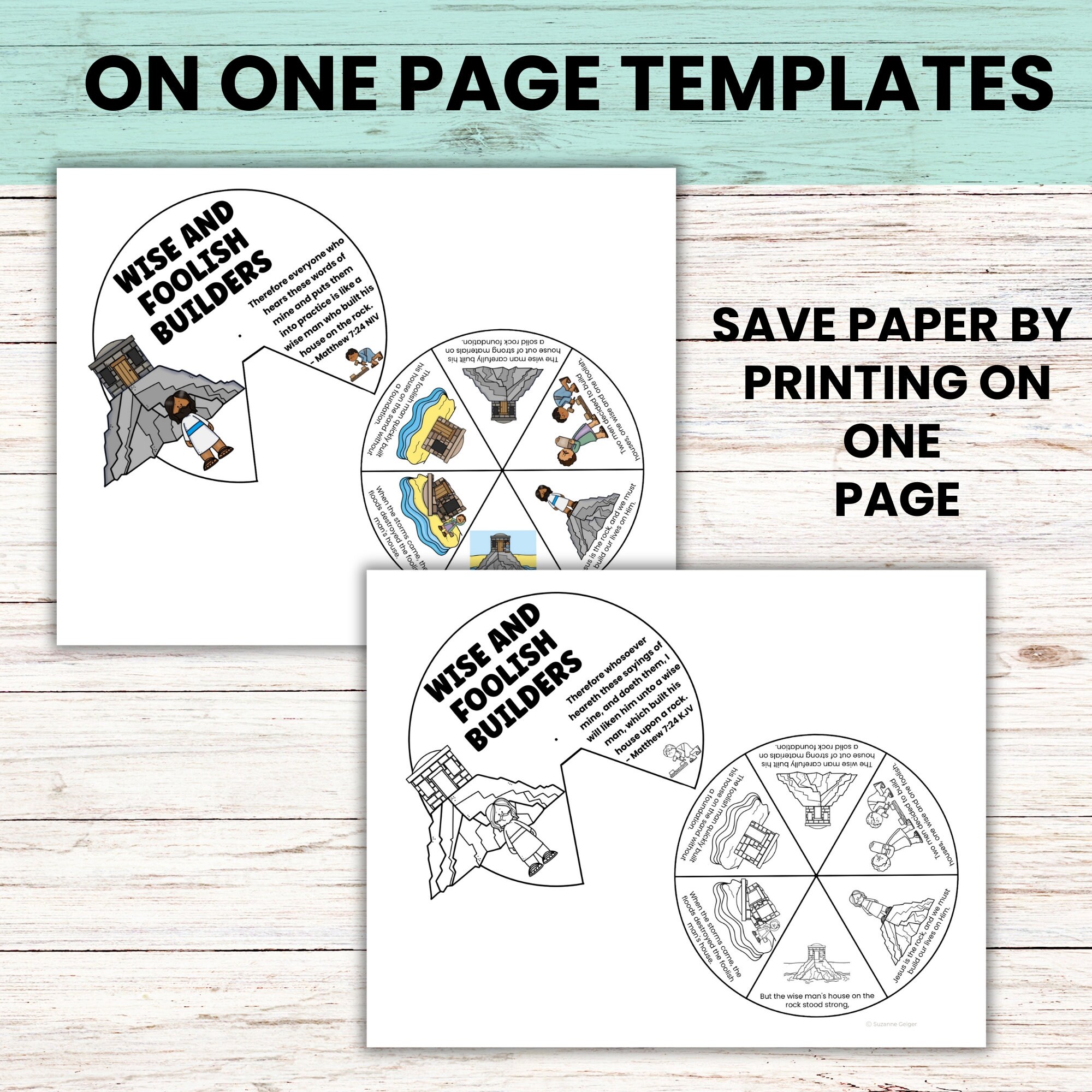 Parable of the Wise and Foolish Builders Sunday School Bible Wheel ...
