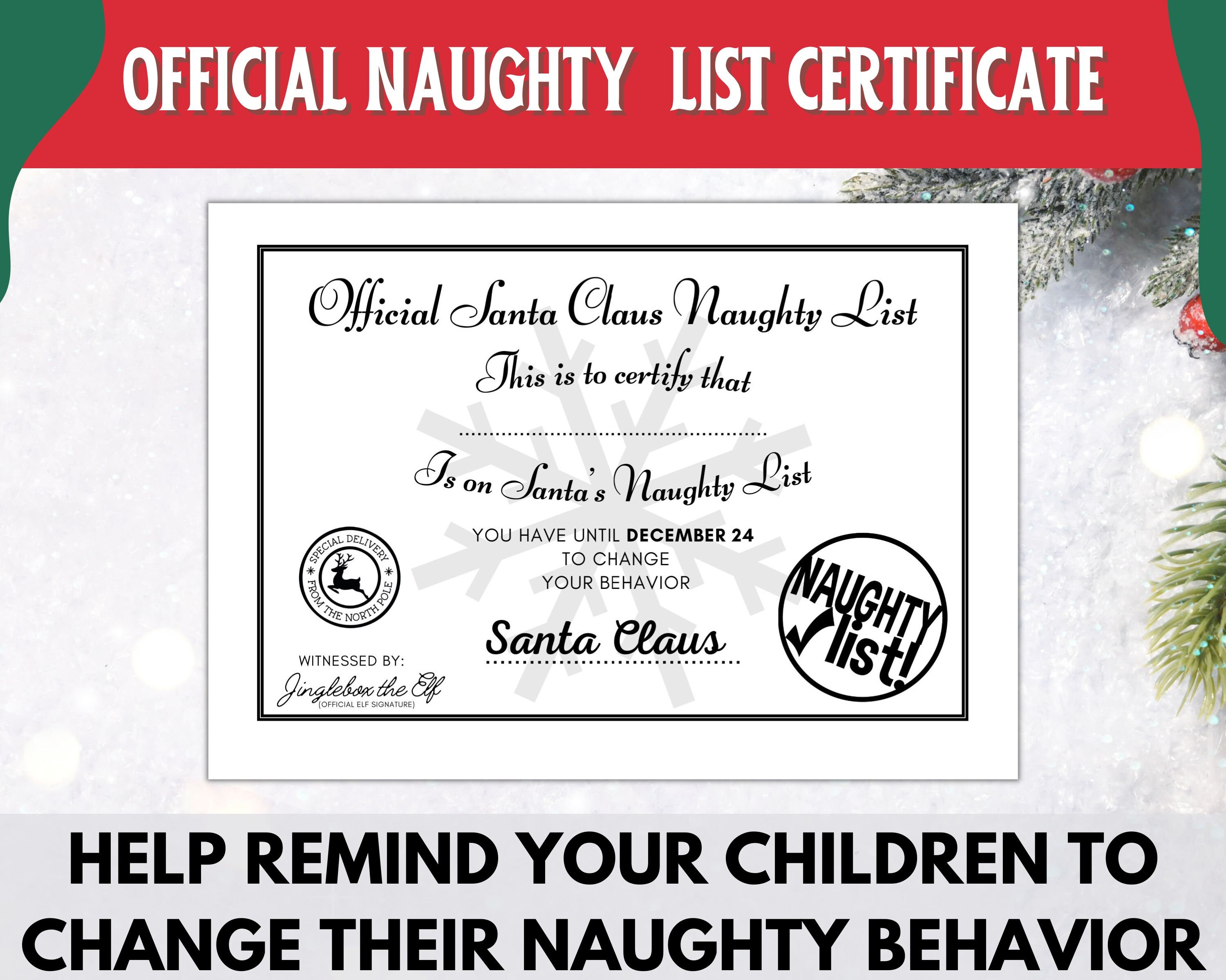 Editable Warning Letter From Santa, Printable Naughty List Santa Letter ...