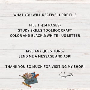 Study Skills Toolbox Craft, Teen Student Success Kit, Printable ...