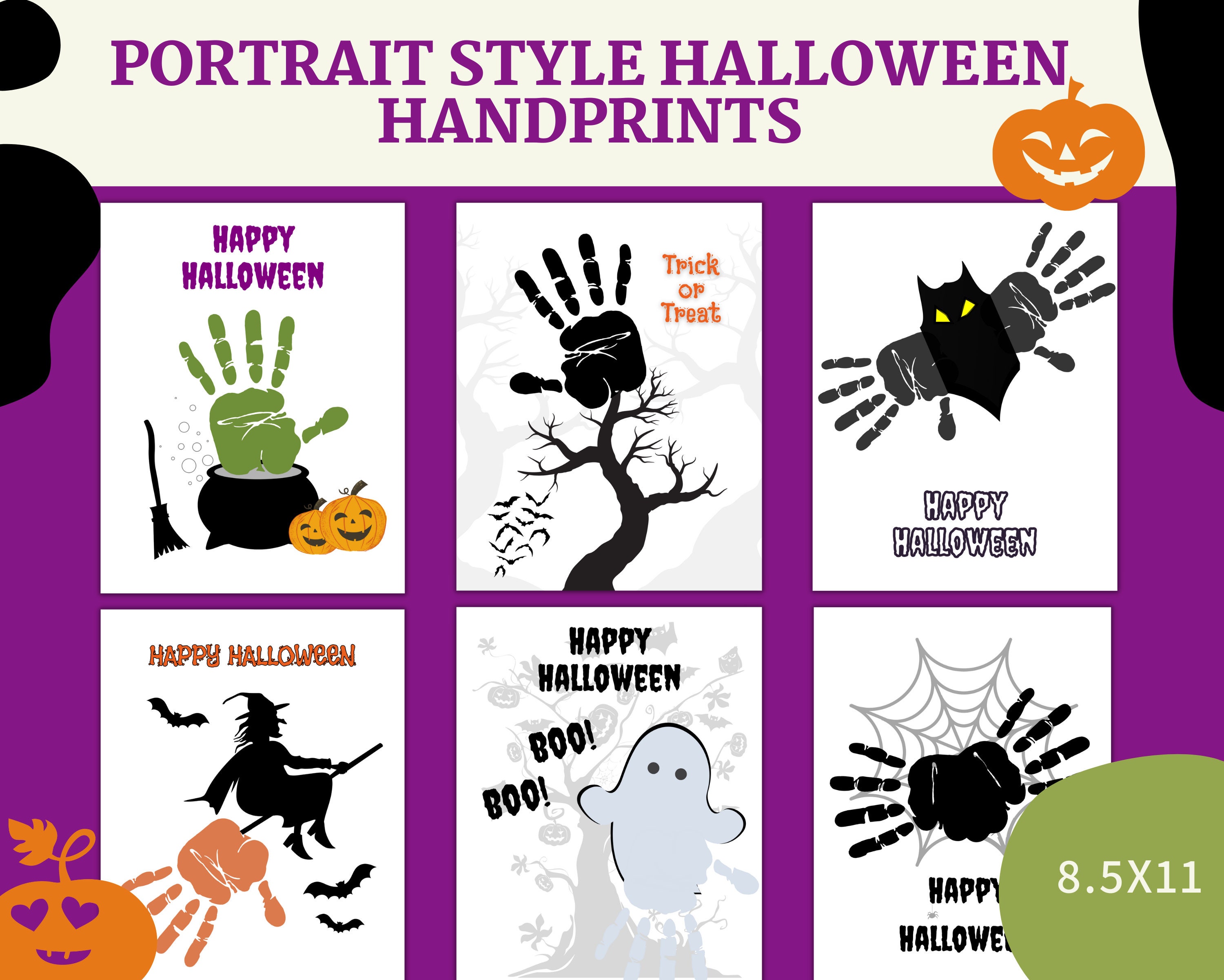 Halloween Handprint Craft, October Handprint Activity for Toddlers ...