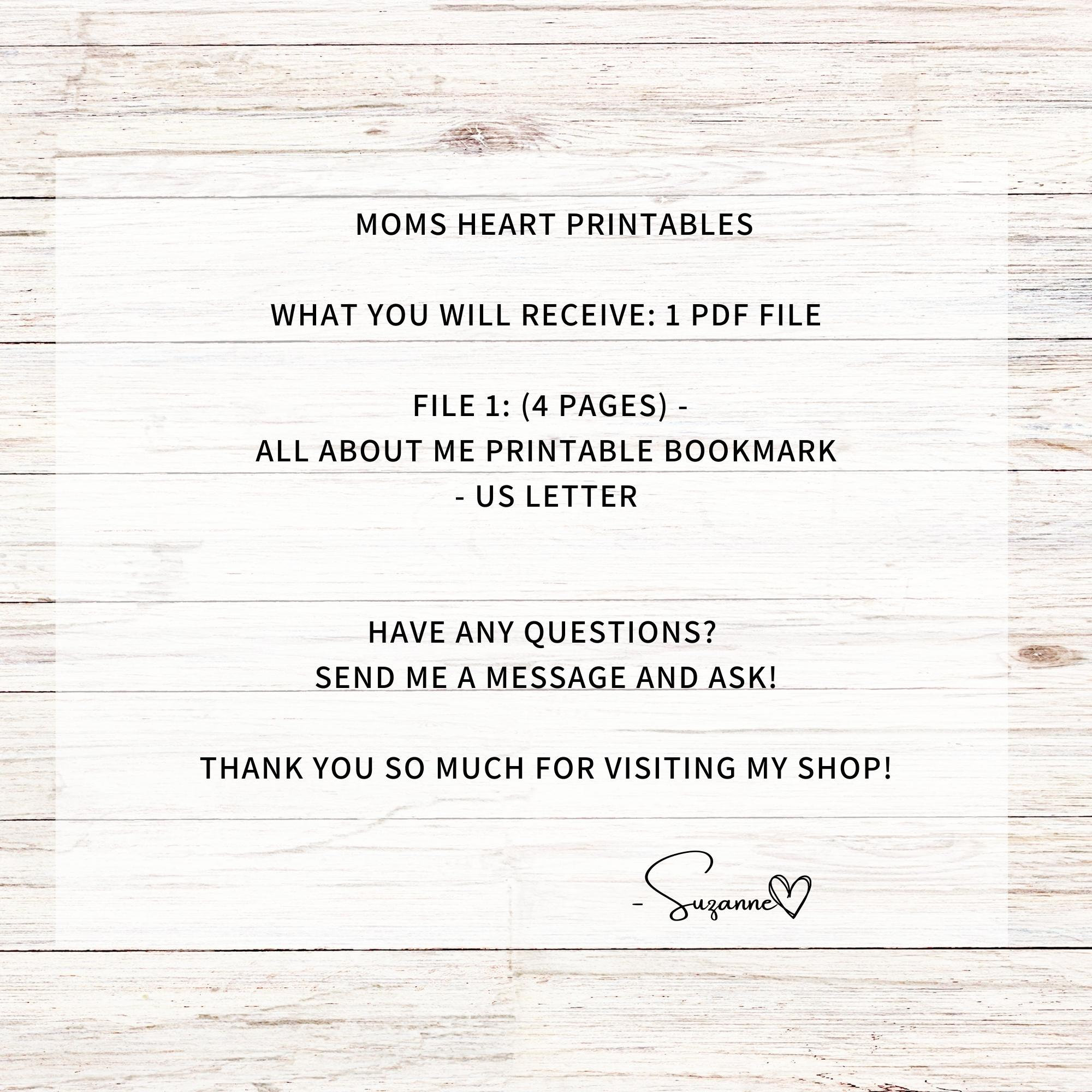 All About Me Printable Bookmark Middle School, Facts About Me for Kids ...