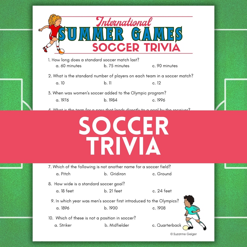 Soccer Trivia Game, Soccer Summer Games 2024, Club Soccer Printable ...