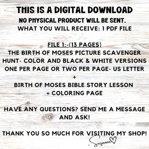 Birth of Moses Bible Lesson Scavenger Hunt Activity Prek, Sunday School ...