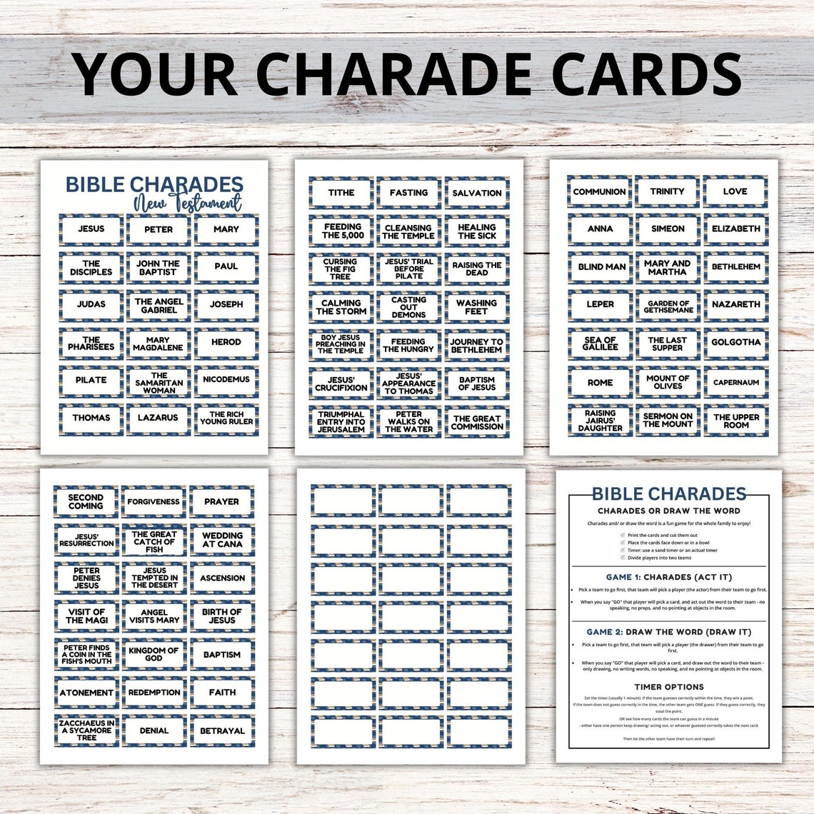 New Testament Bible Charades Game, Bible Game for Kids and Adults ...