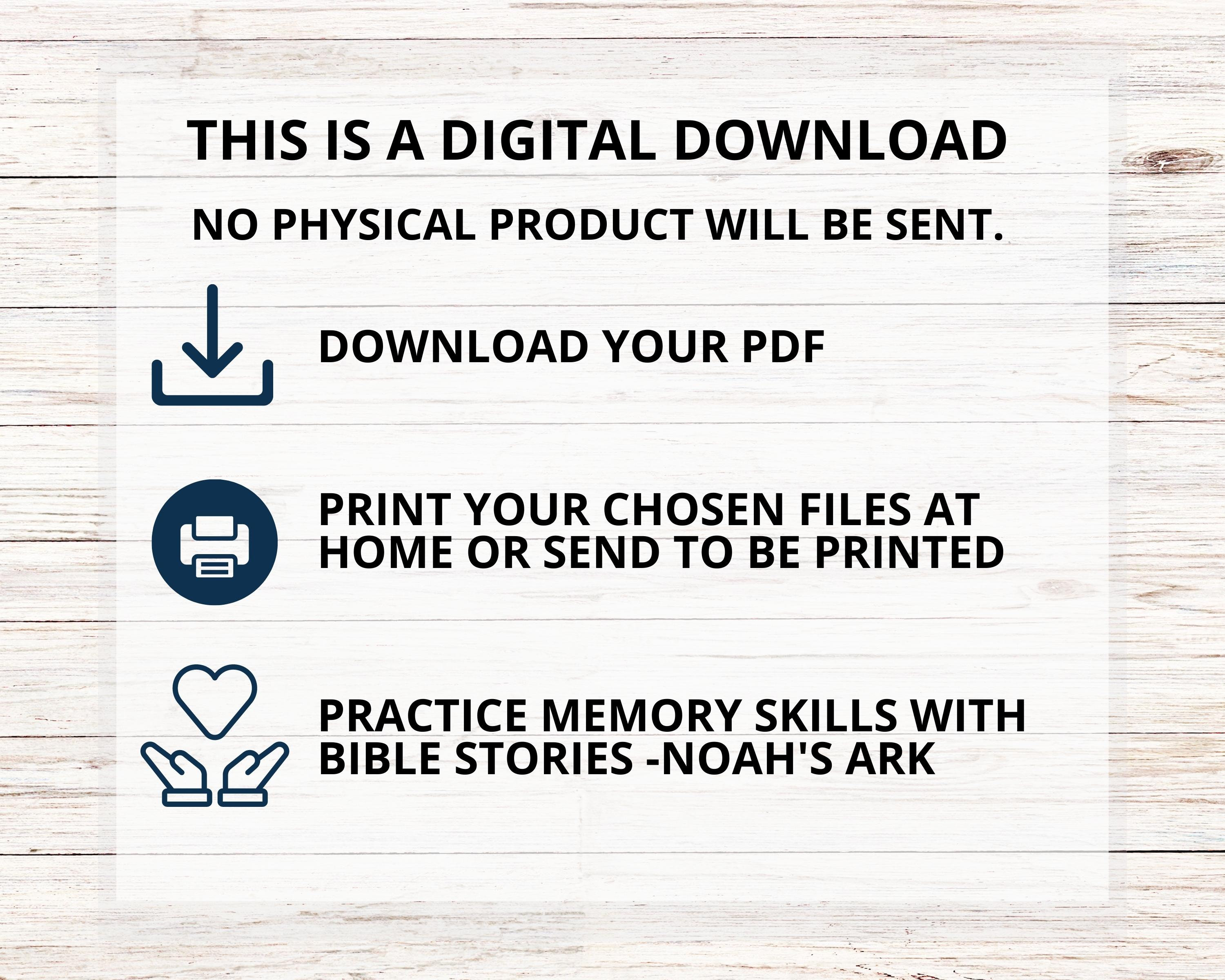 Noah's Ark Bible Memory Match Cards for Kids, Memory Game for Toddlers ...