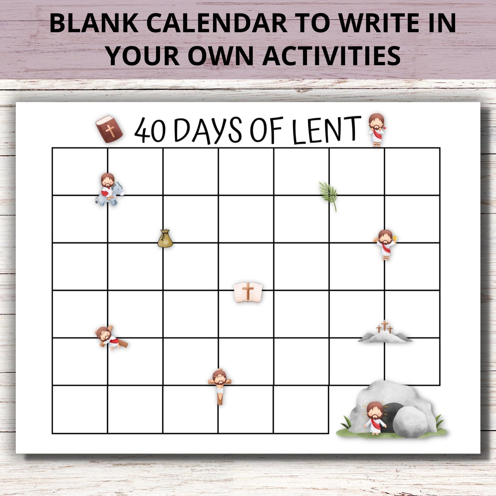 Kids 40 Days Lenten Calendar 2026, Lent Activity Calendar for Kids, Ash ...