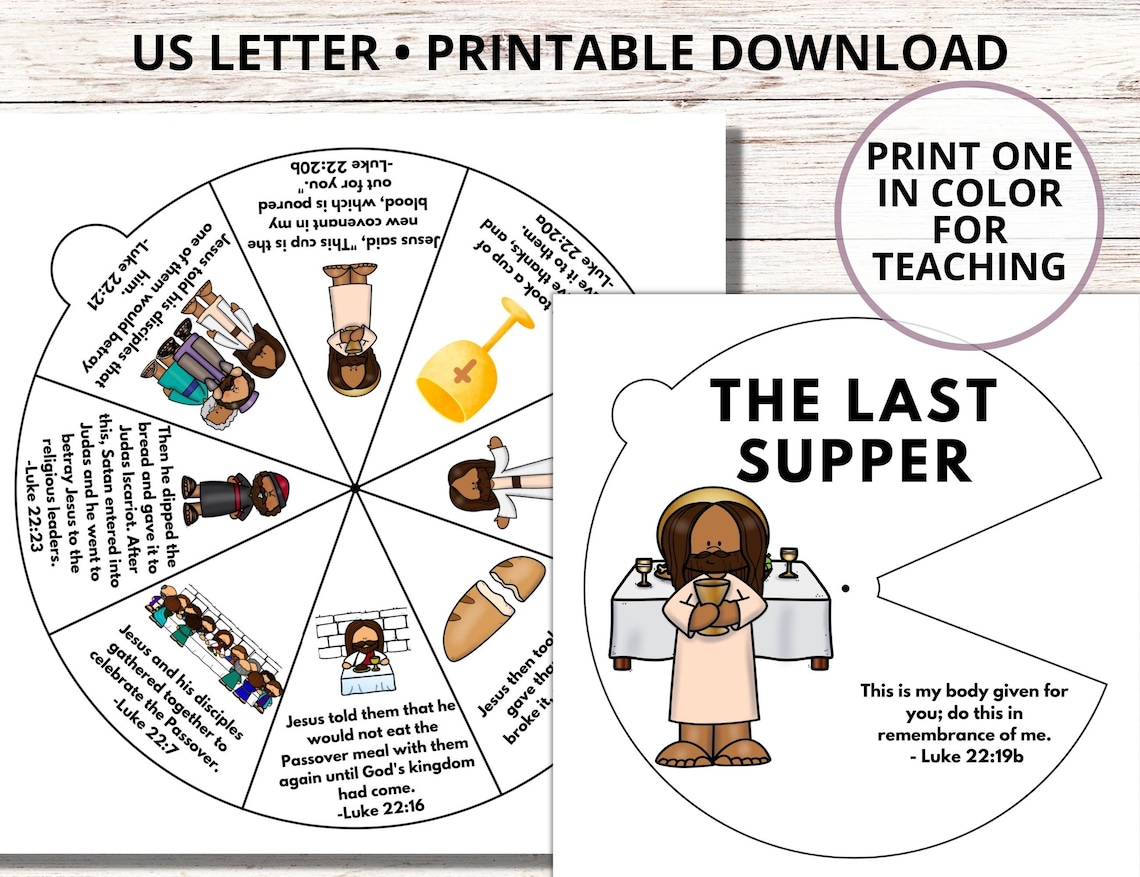 The Last Supper Bible Craft, Easter Bible Story Lesson Wheel, Holy Week ...