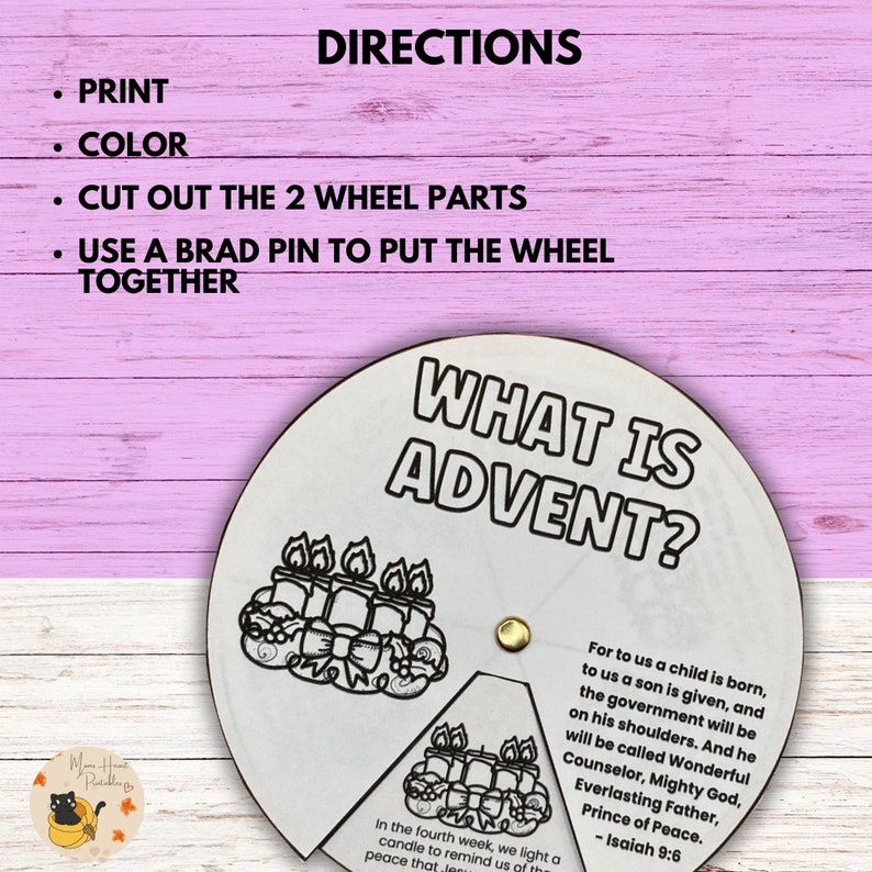 Advent Coloring Craft Wheel Printable for Kids, Sunday School Craft ...