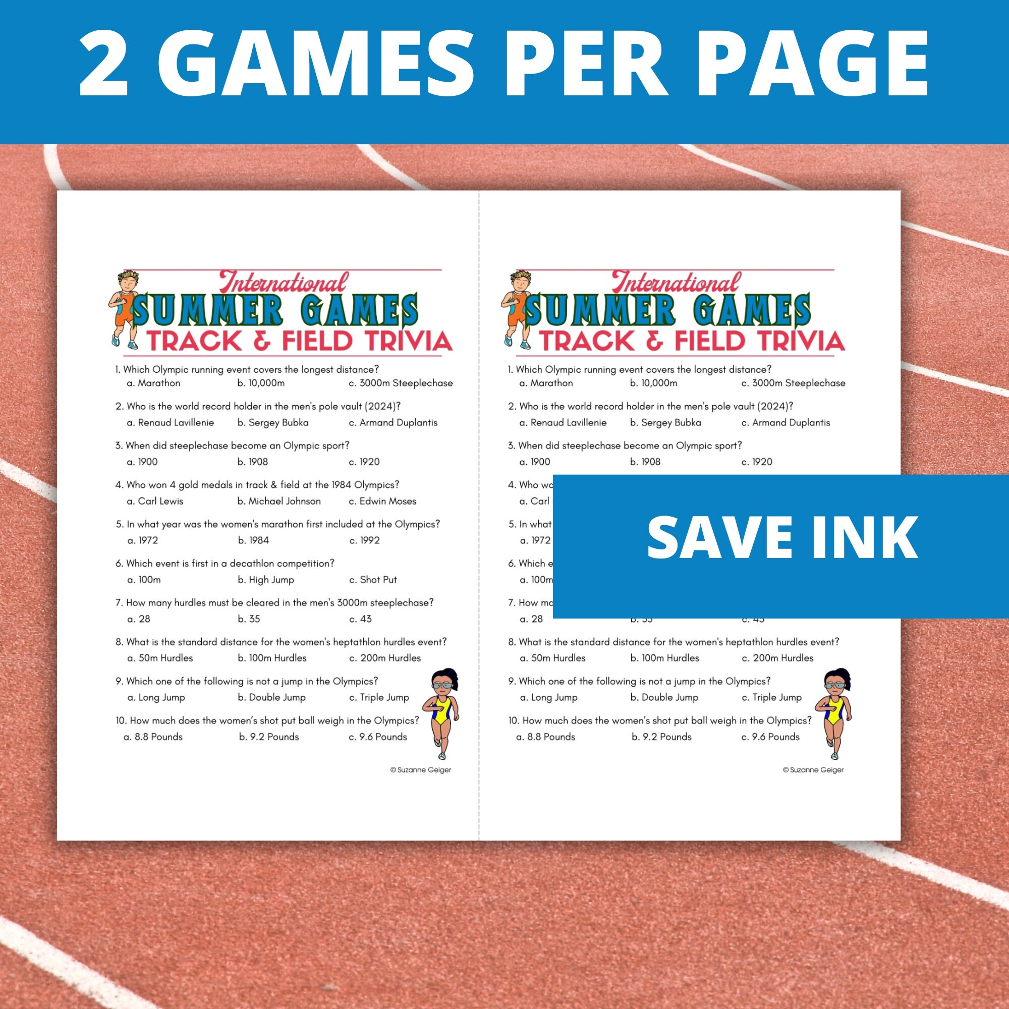 Track and Field Trivia Party Game, Track Summer Games 2024 Printable ...