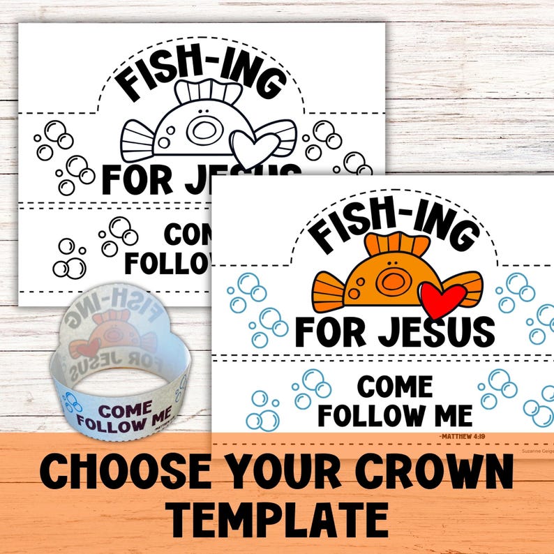 Follow Jesus Bible Crown Craft Activity, Fishing for Jesus Matthew 4:19 ...
