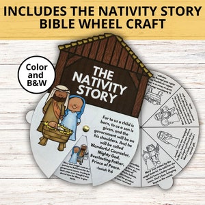 Nativity Story Christmas Bible Lesson and Coloring Bible Wheel Craft ...