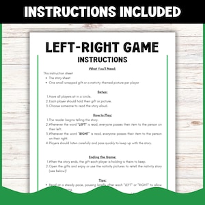 Nativity Story Left Right Game Bible Activity, Christmas Sunday School ...