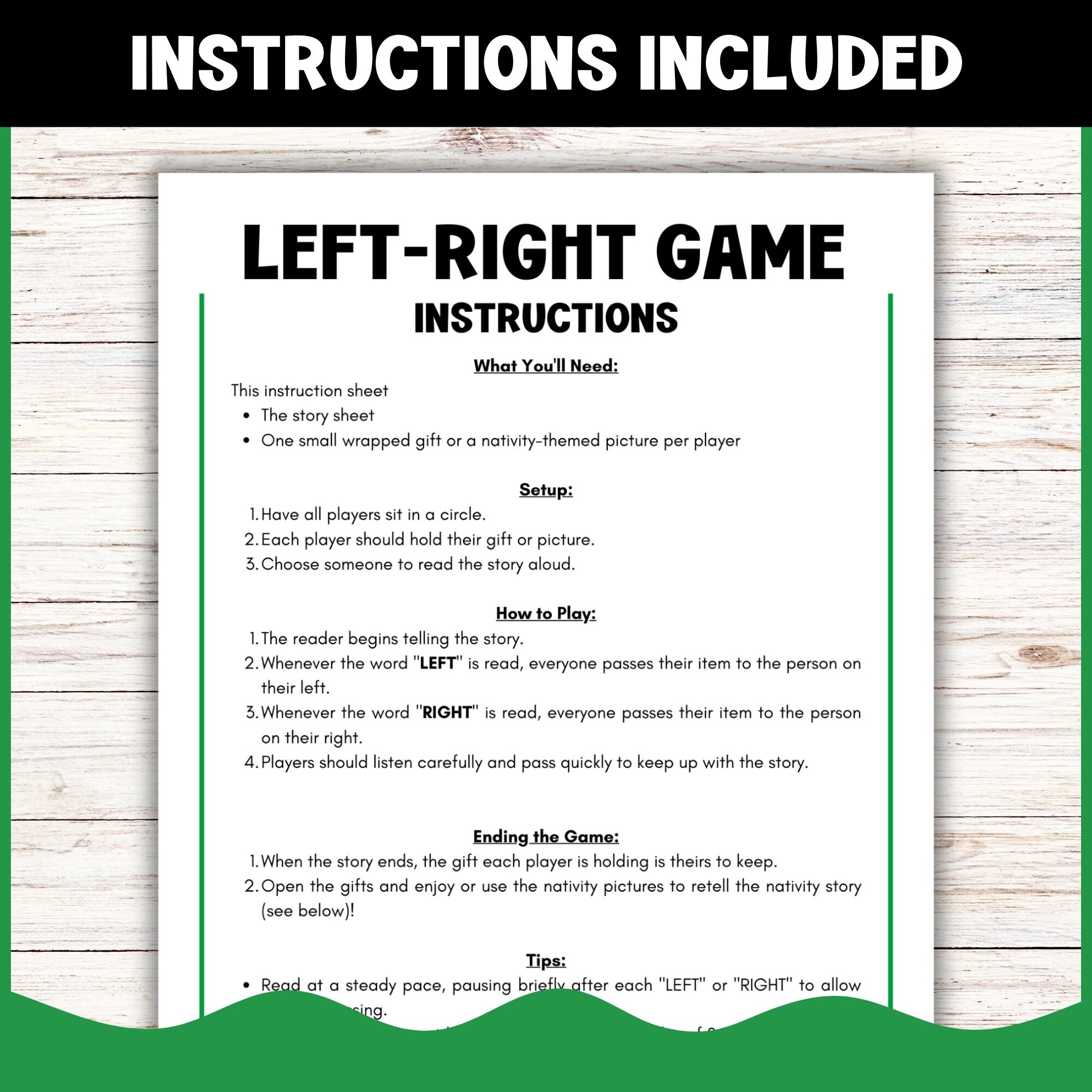 Nativity Story Left Right Game Bible Activity, Christmas Sunday School ...