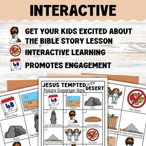 Jesus Tempted in the Desert Bible Lesson Scavenger Hunt Activity Prek ...