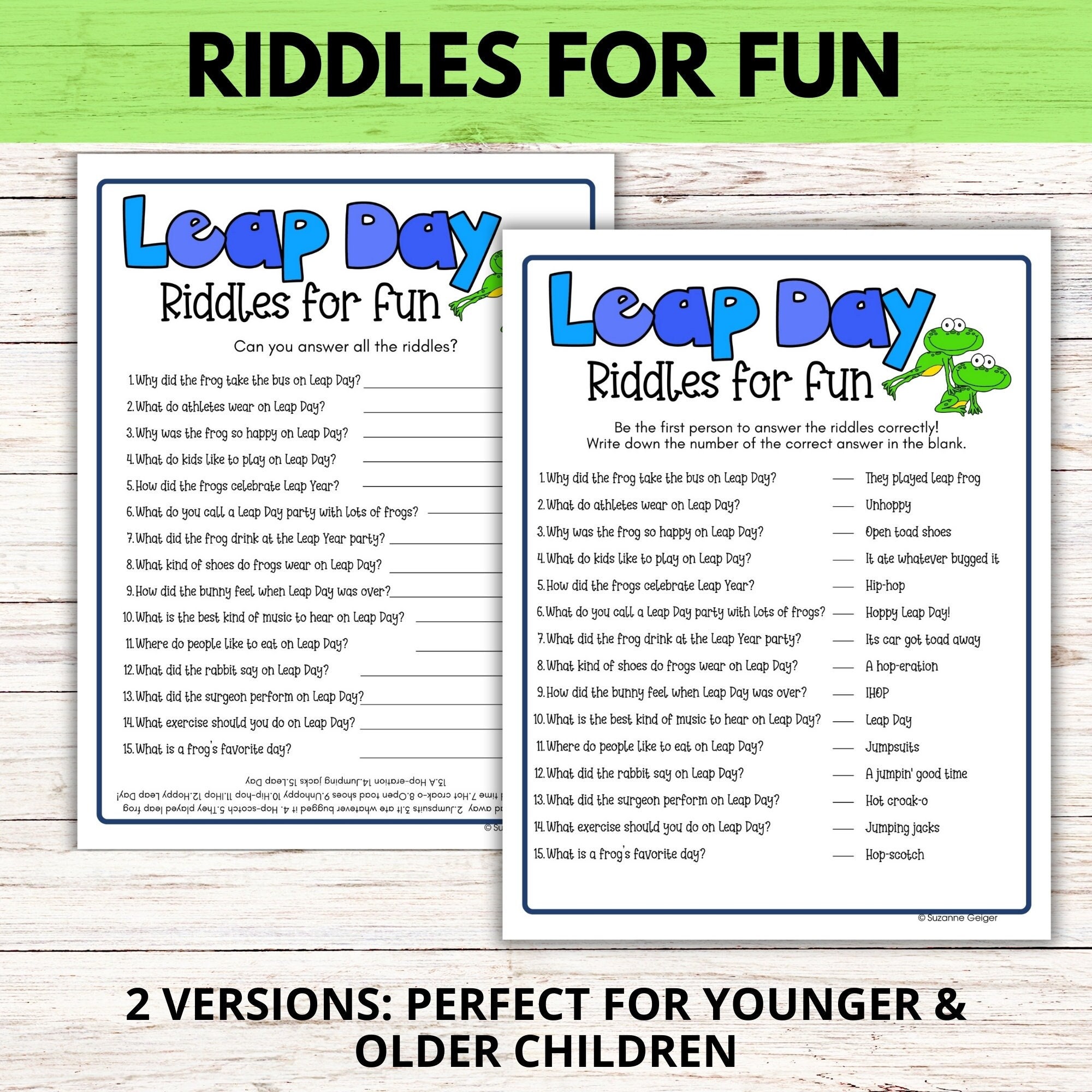 Leap Year Riddle Party Games for Kids, Leap Day 2024 Printable Games ...
