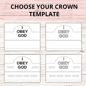 I Obey God Bible Crown Craft Activity Printable, Sunday School Bible ...