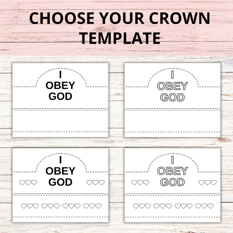 I Obey God Bible Crown Craft Activity Printable, Sunday School Bible Crown for Kids, I Follow ...