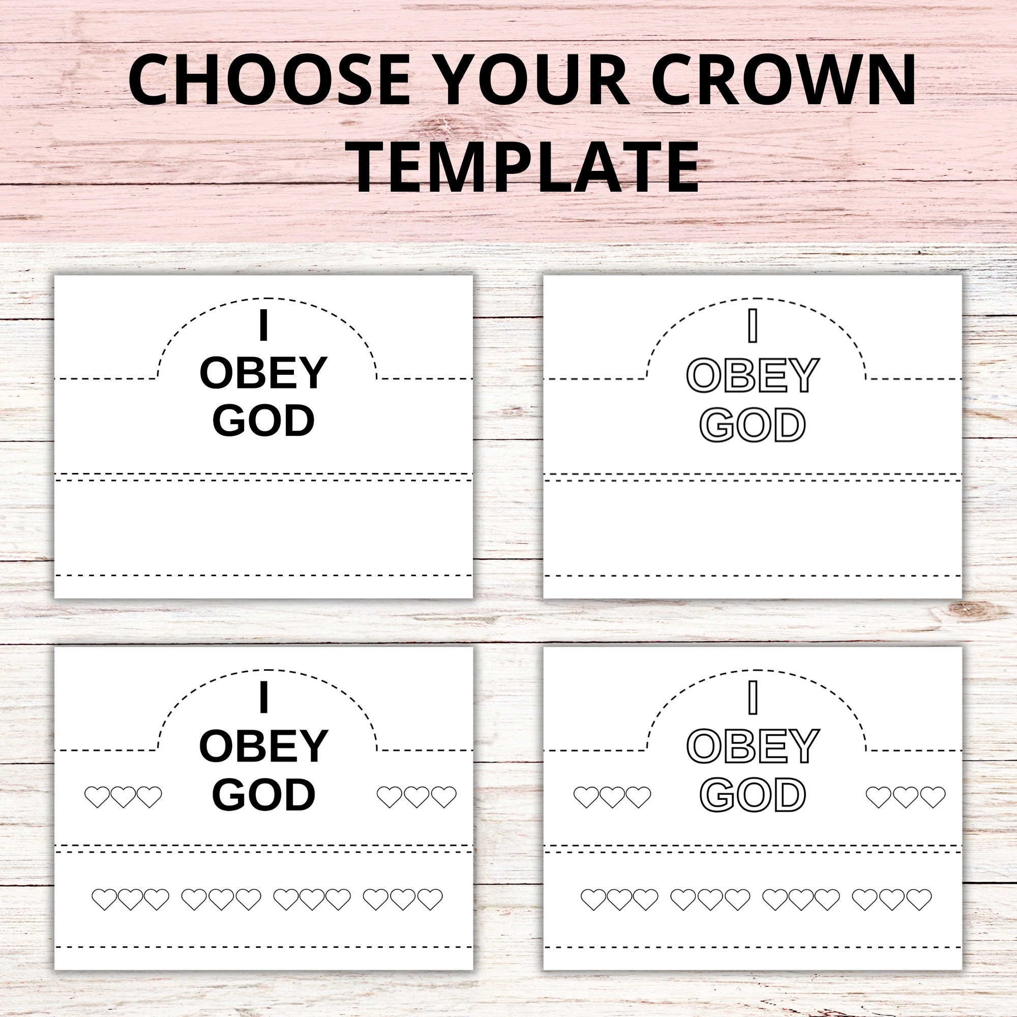 I Obey God Bible Crown Craft Activity Printable, Sunday School Bible ...