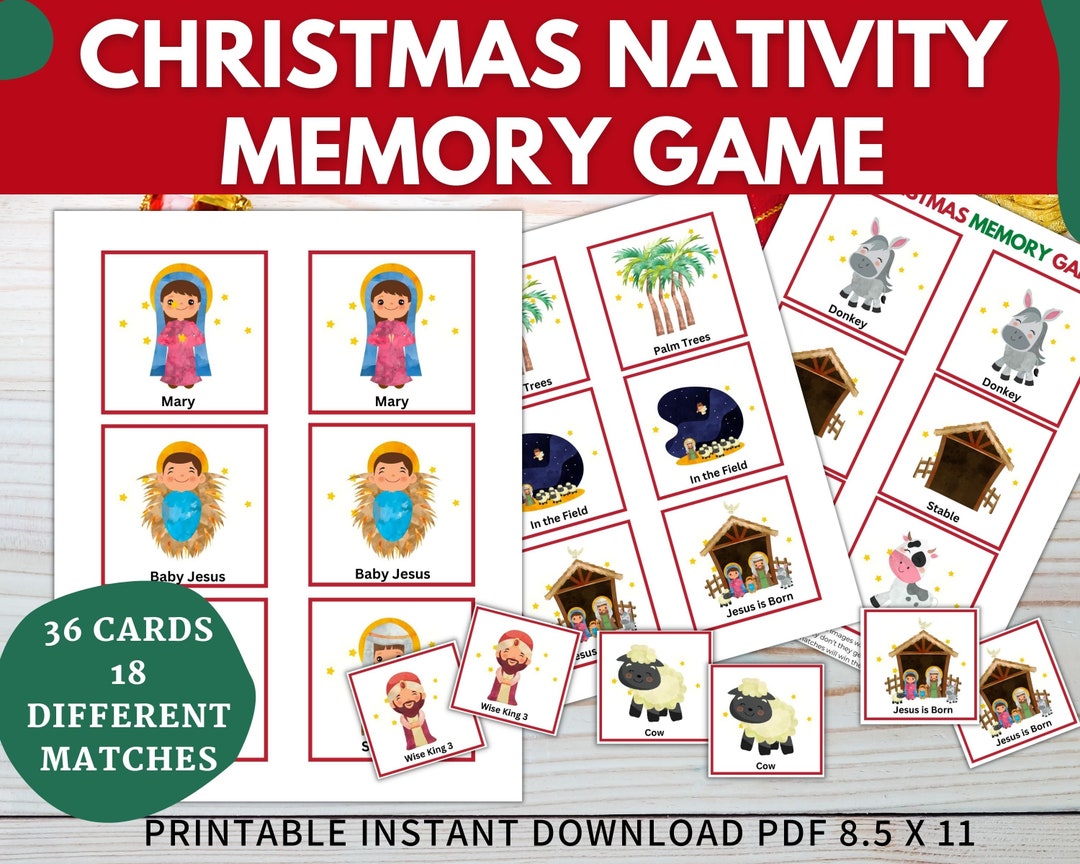 Christmas Nativity Memory Game for Toddlers & Preschoolers, Printable ...