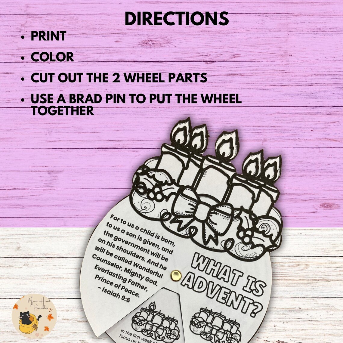 Advent Coloring Wheel Craft Printable for Kids, Sunday School Craft ...