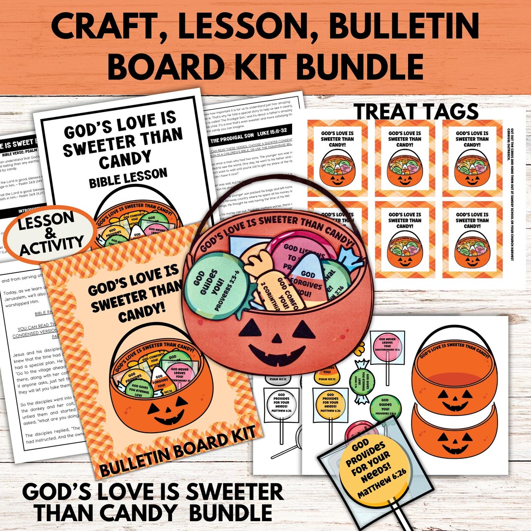 Christian Halloween Bible Lesson Craft and Bulletin Board Kit Bundle ...