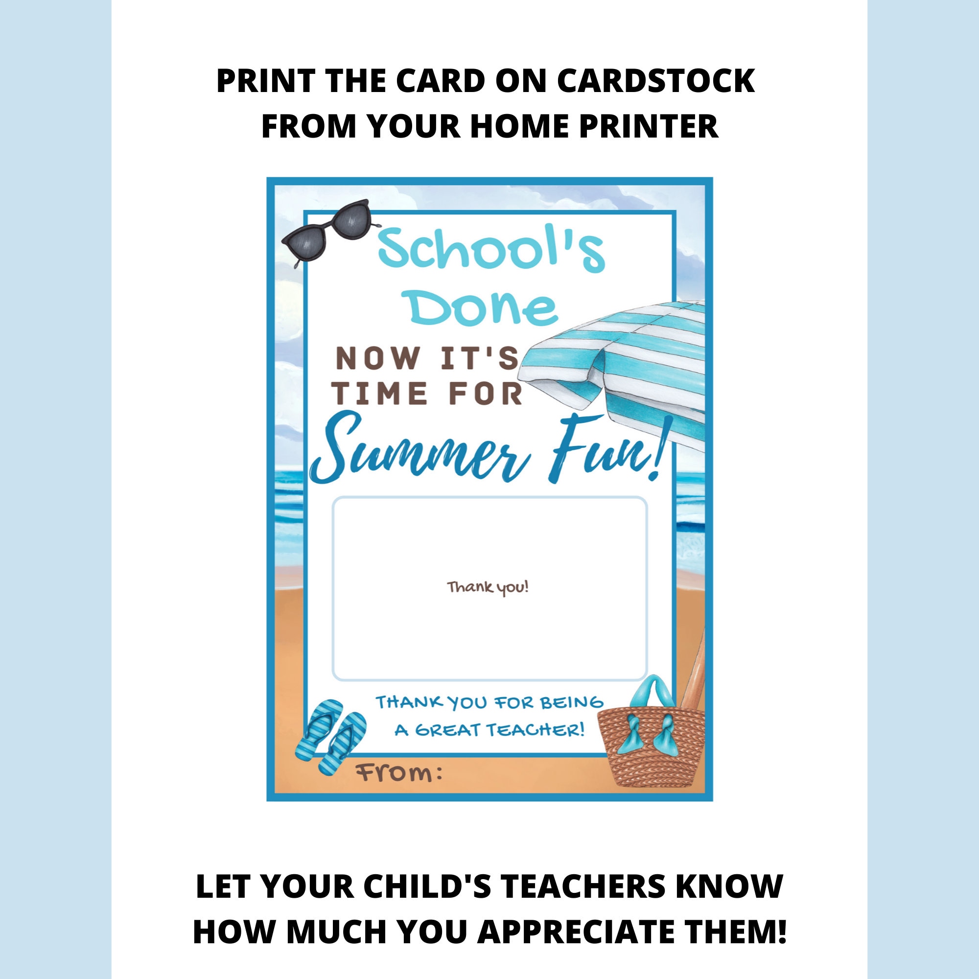 Printable End of the Year Teacher Gift Card Holder: School's Done, Now ...