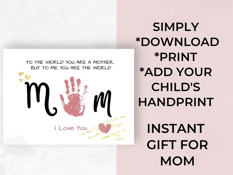 Mothers Day Handprint Keepsake Craft Mom Handprint Art DIY Toddler ...