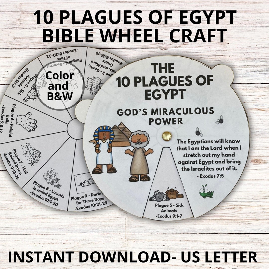 Ten Plagues of Egypt Bible Wheel Coloring Craft, Sunday School Lesson ...