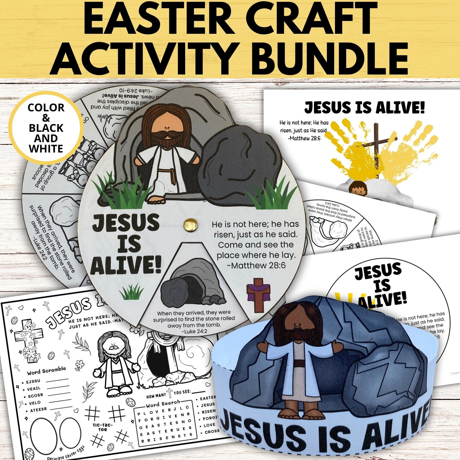 Jesus is Alive Easter Sunday Bible Story Craft Bundle, Easter Sunday ...