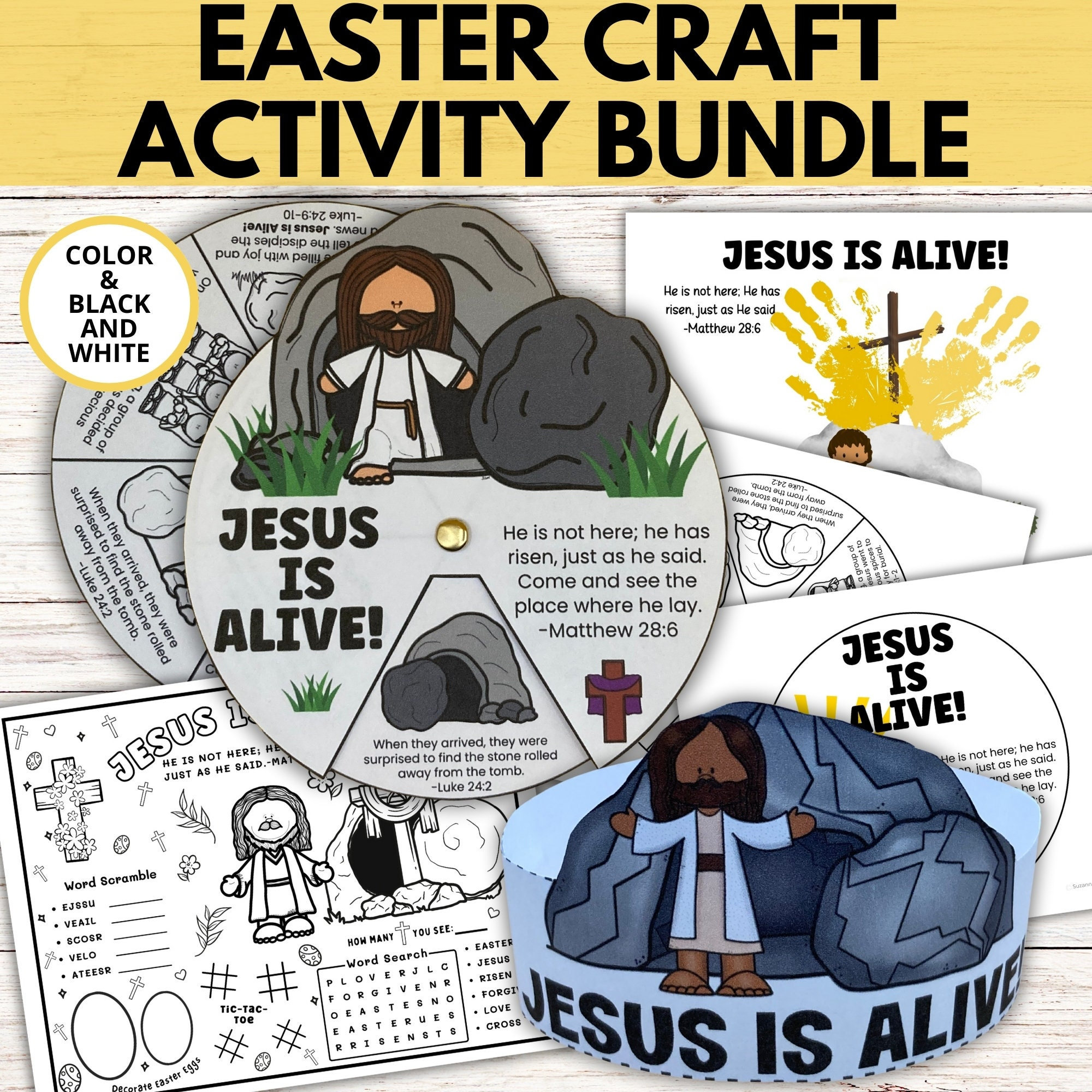 Jesus is Alive Easter Sunday Bible Story Craft Bundle, Easter Sunday ...