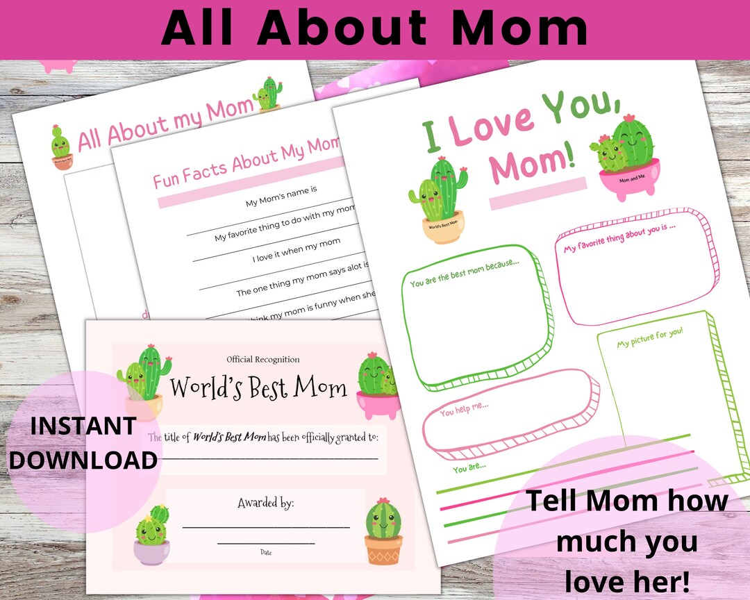 All About Mom Fun Facts Mother's Day Questionnaire fill in the Blank ...