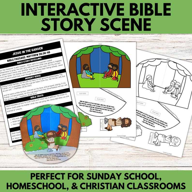 Jesus in the Garden Bible Craft Activity, Garden of Gethsemane Easter ...