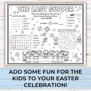 Last Supper Bible Activity Coloring Placemat, Christian Easter Sunday ...