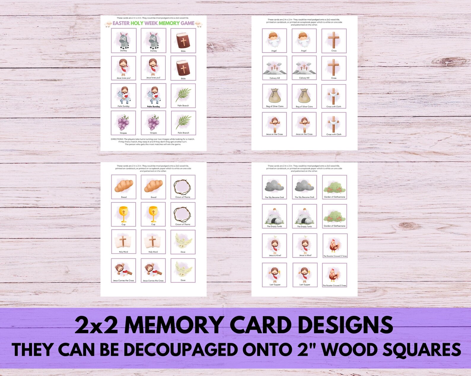 Easter Story Memory Game for Toddlers & Preschoolers, Printable Bible ...