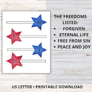 4th of July Sunday School Bible Craft, Freedom in Jesus Bible Printable ...