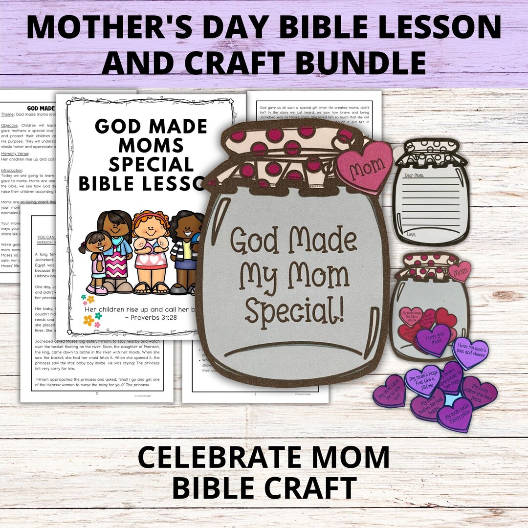 Mothers Day Bible Lesson and Craft Printable, Sunday School Mothers Day ...