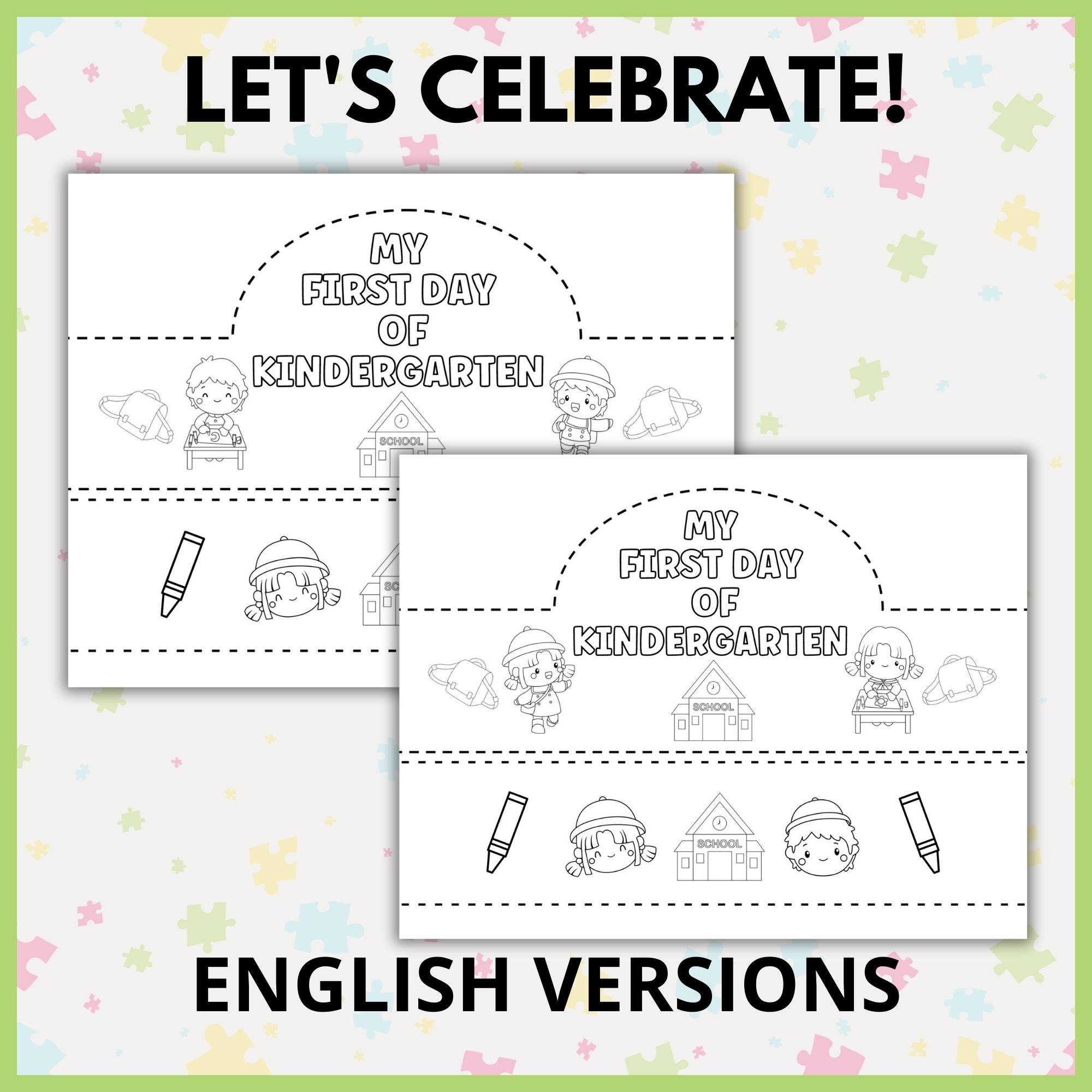 First Day of Kindergarten Crown Craft Activity Printable, English ...