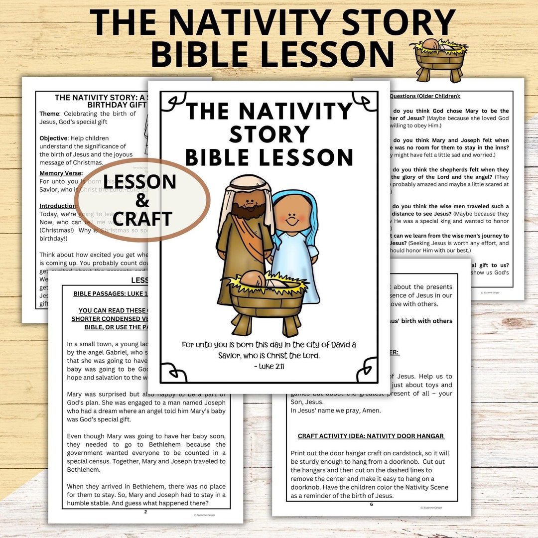 Nativity Story Bible Lesson and Coloring Christmas Craft Activity ...