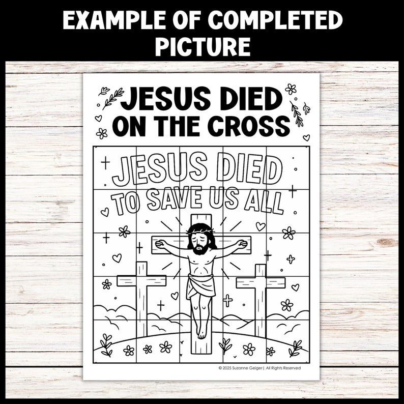 Jesus Died on the Cross Coloring Bible Craft, Good Friday Bible Mixed ...