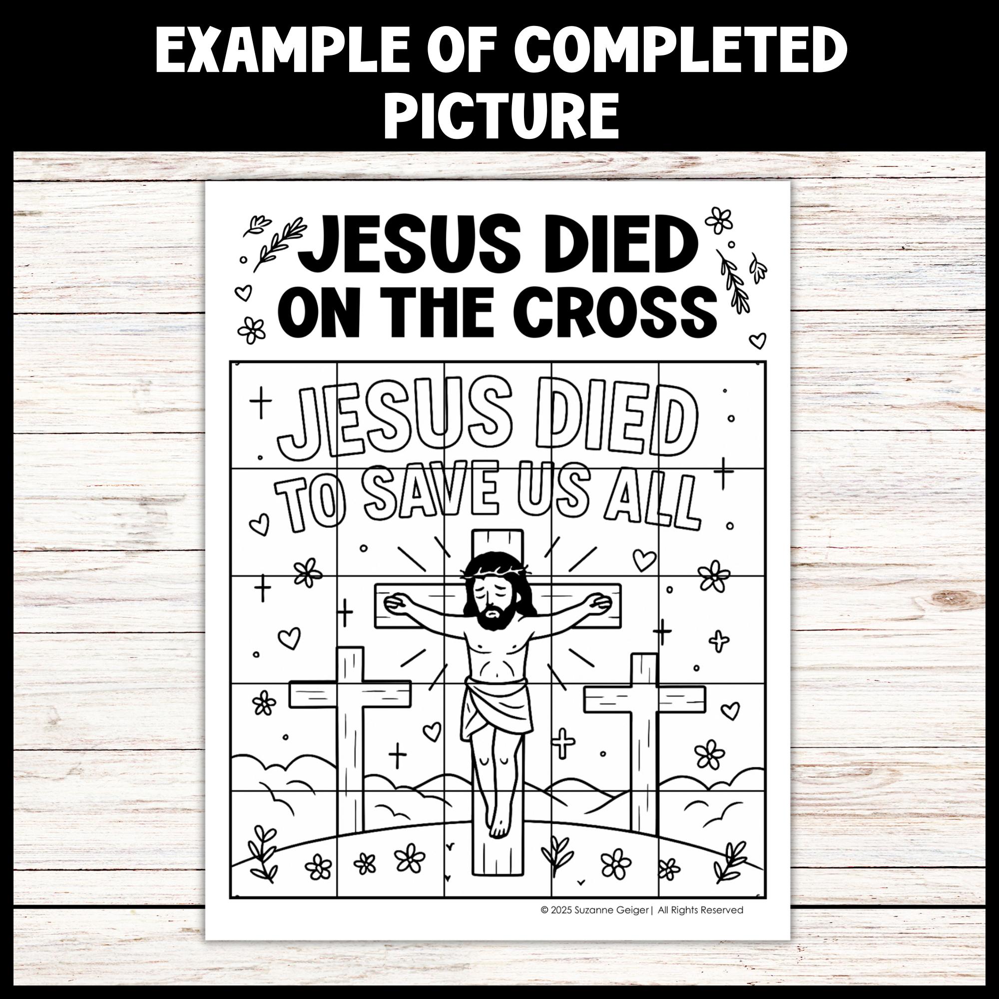 Jesus Died on the Cross Coloring Bible Craft, Good Friday Bible Mixed ...