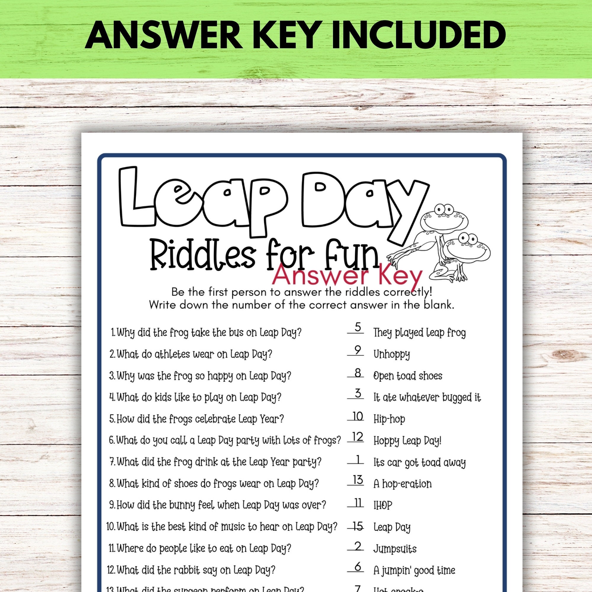 Leap Year Riddle Party Games for Kids, Leap Day 2024 Printable Games ...