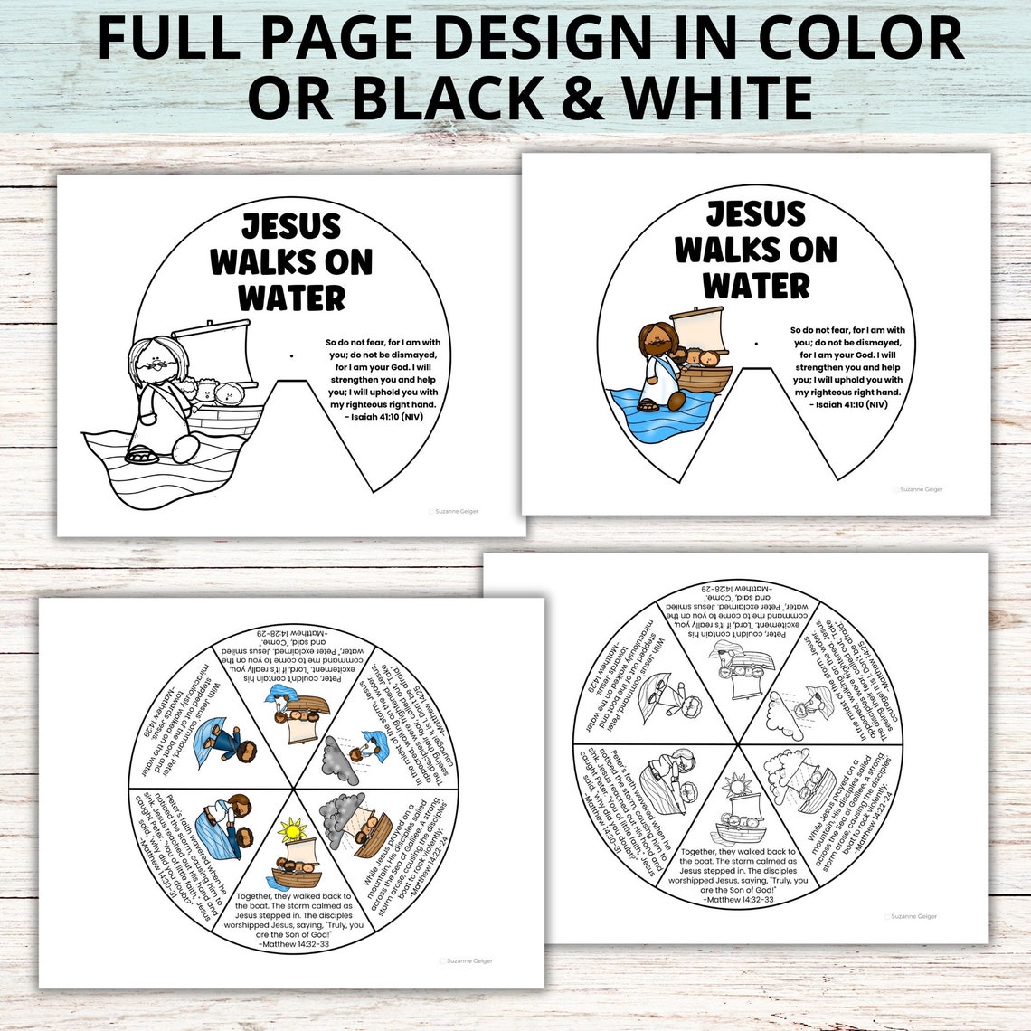 Jesus Walks on Water Bible Craft, Matthew 14:22-33 Bible Coloring Wheel ...