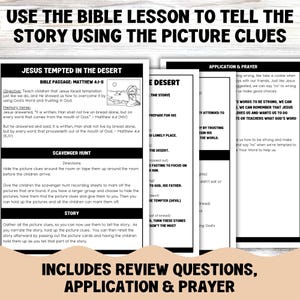 Jesus Tempted in the Desert Bible Lesson Scavenger Hunt Activity Prek ...